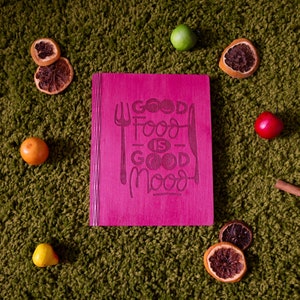 Pink Blank Recipe Book A5 / Colorful Wooden Cookbook for | Etsy