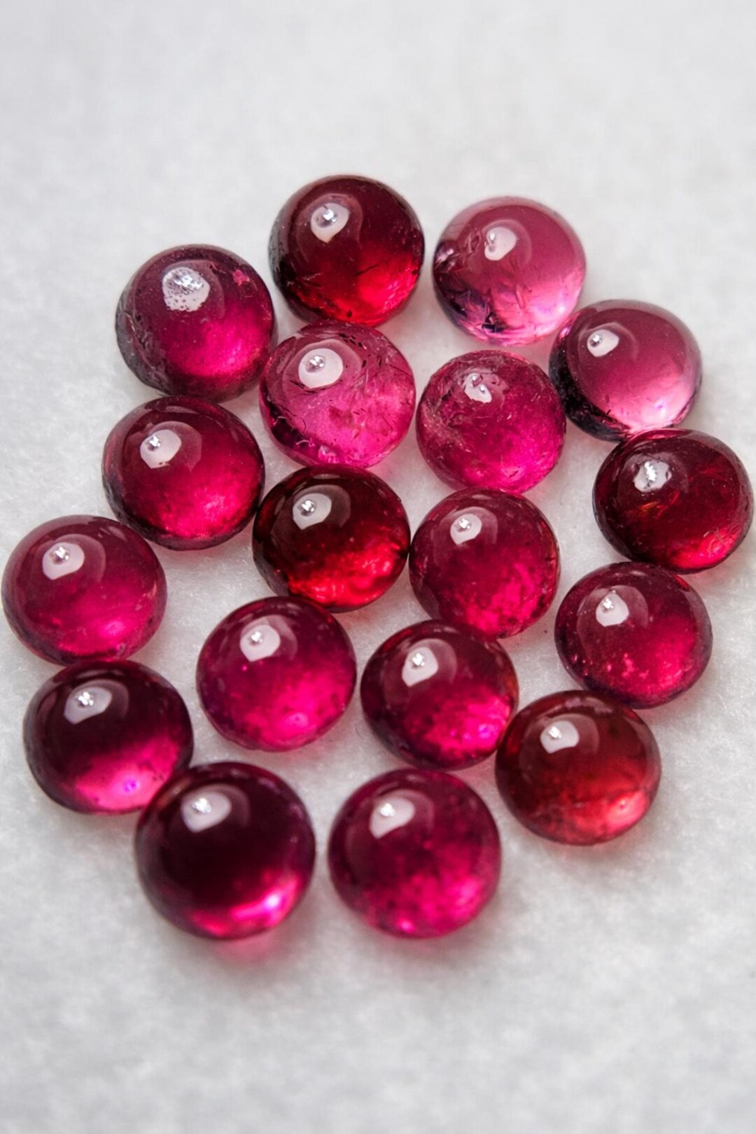 15 PIECES LOT Rubellite Tourmaline Cabochon – Round Deep Raspberry Red ...