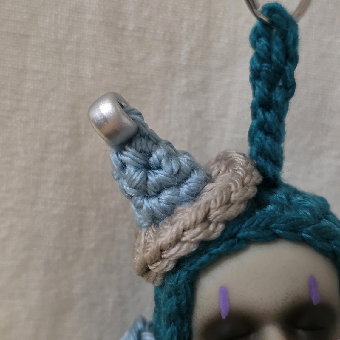 Creepy Baby Clown Keychain: Crochet Acrylic Yarn, Rubber Head - Etsy