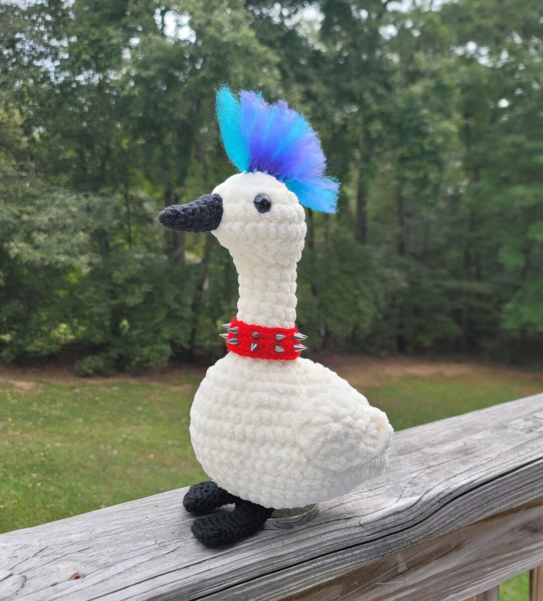 Crochet Goose, Amigurumi Goose, Punk Rock Goose, Goose Plushie, White ...