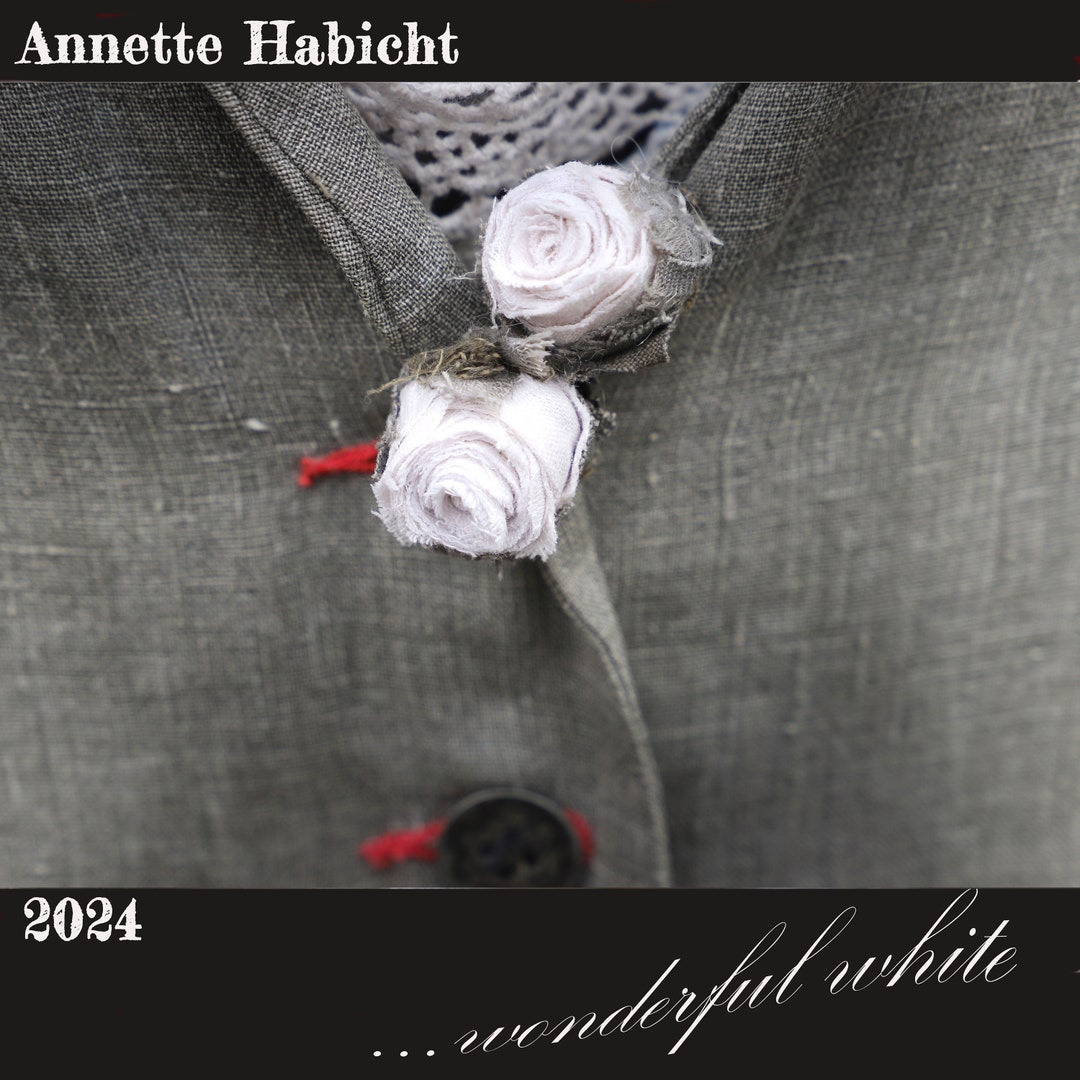 TWO Roses With Frayed Leaves, Antique Linen, Hand Sewn, Attached With ...