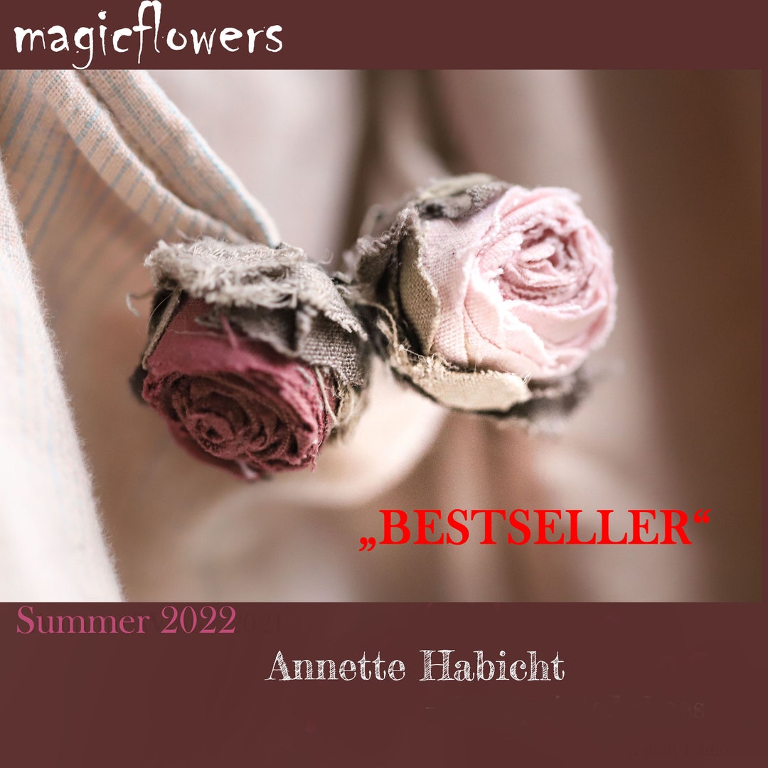 TWO Magic Roses With Frayed Leaves, Hand-dyed Antique Linen, 1 Rose ...