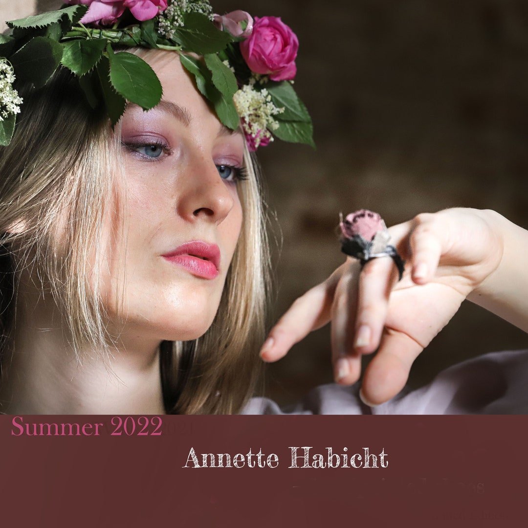 RING, Handmade Rose With Elastic Band, Rose Petals Have Been Frayed ...