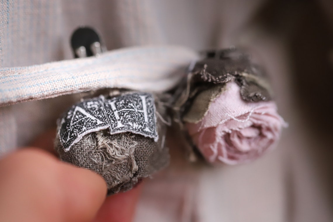 TWO Magic Roses With Frayed Leaves, Hand-dyed Antique Linen, 1 Rose ...