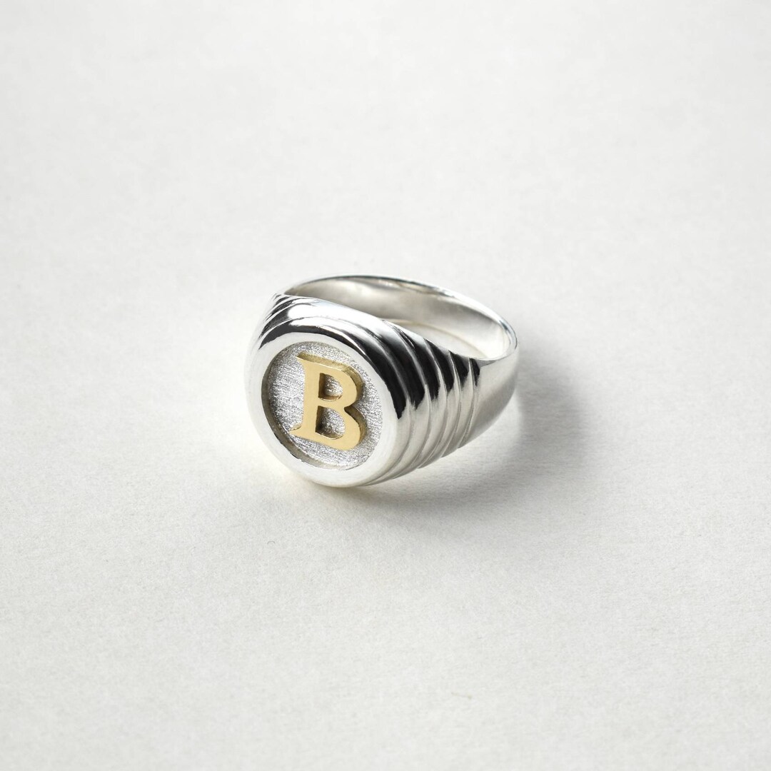 Personalized Two-tone Signet Ring Handcrafted in 925 Silver - Etsy