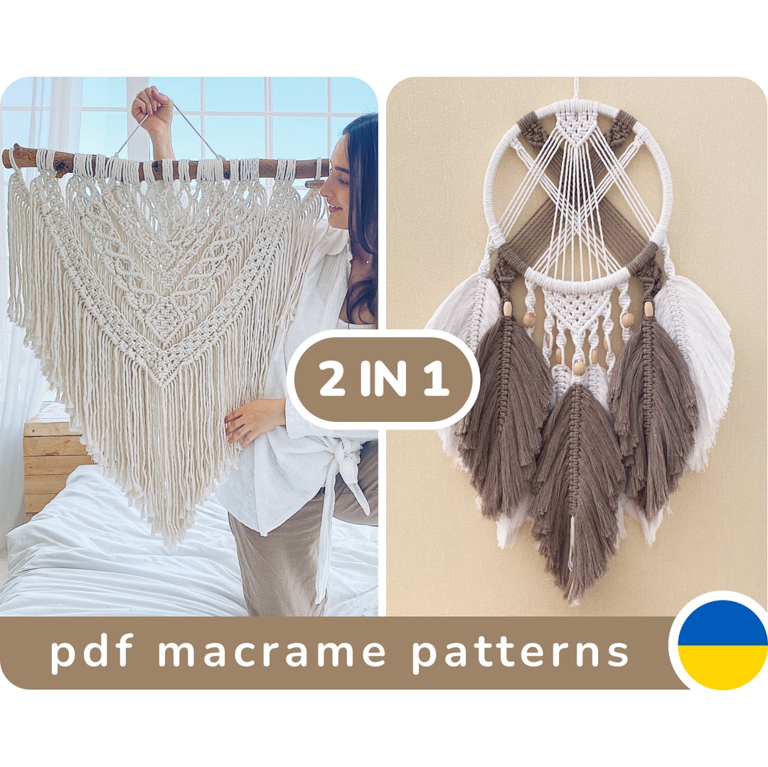 2 in 1 Macrame Dream Catcher Pattern PDF and Macrame Wall Hanging ...