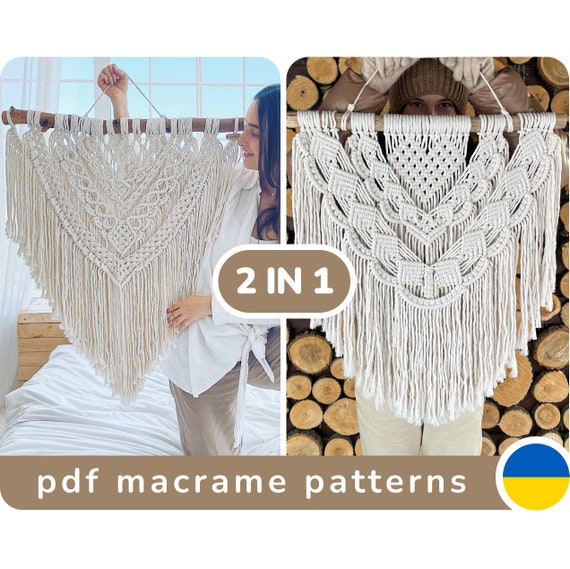 2-in-1 Macrame Pattern PDF With Photos Beginner Macrame Wall | Etsy