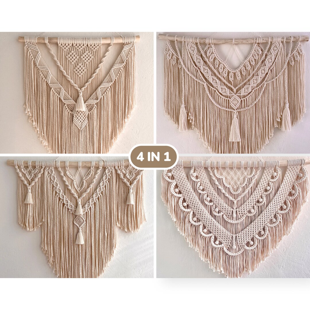4 in 1 Macrame Pattern PDF With Photos Beginner Macrame Wall - Etsy