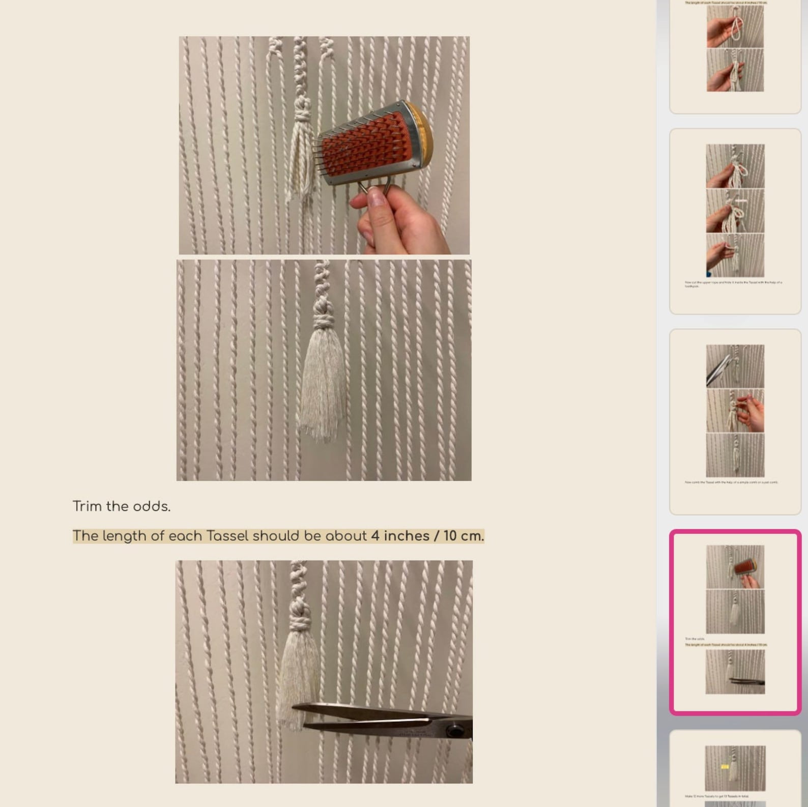 Easy Macrame Pattern PDF With Tassels, Small Wall Hanging With Tassels ...