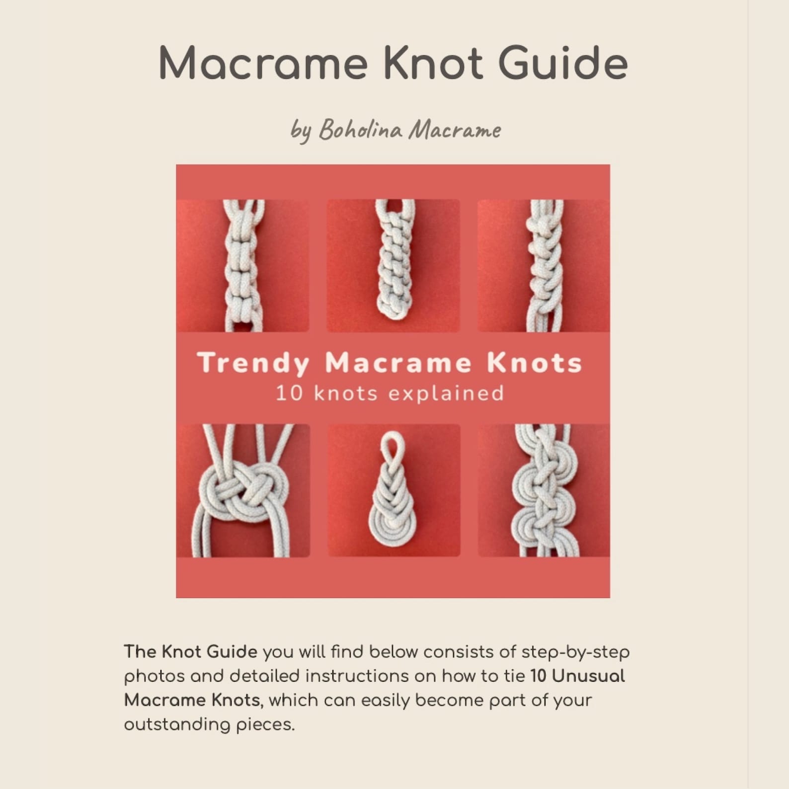 Trendy Macrame Knot Guide PDF With 10 Macrame Knots Explained - Etsy