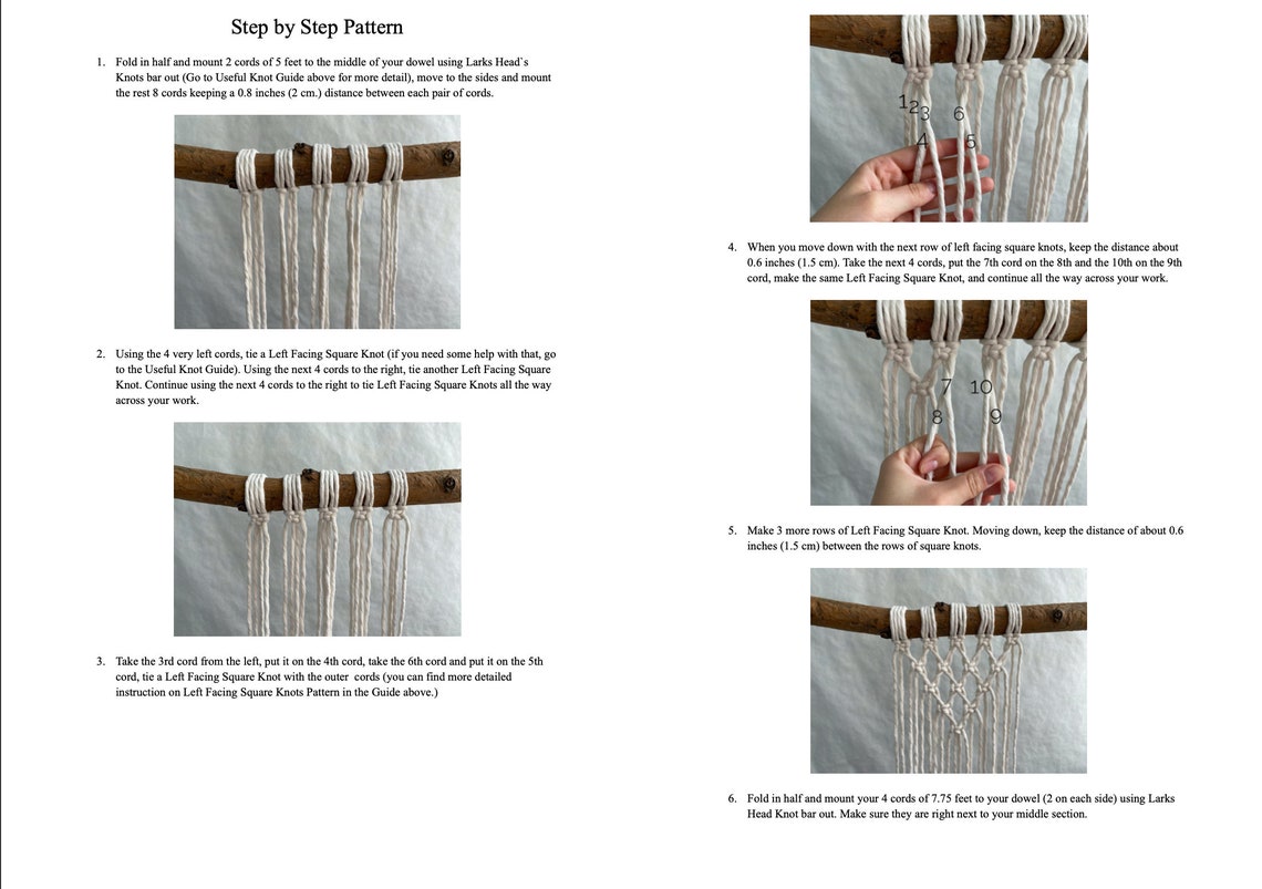 Large Macrame Pattern PDF With Photos Beginner Macrame Wall | Etsy Canada