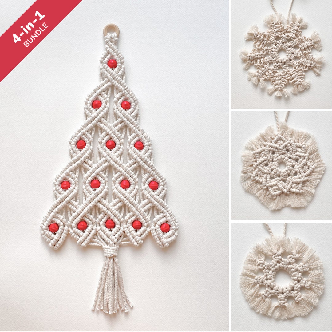 Macrame Christmas Tree Pattern PPF, DIY Macrame Snowflakes Tutorial ...