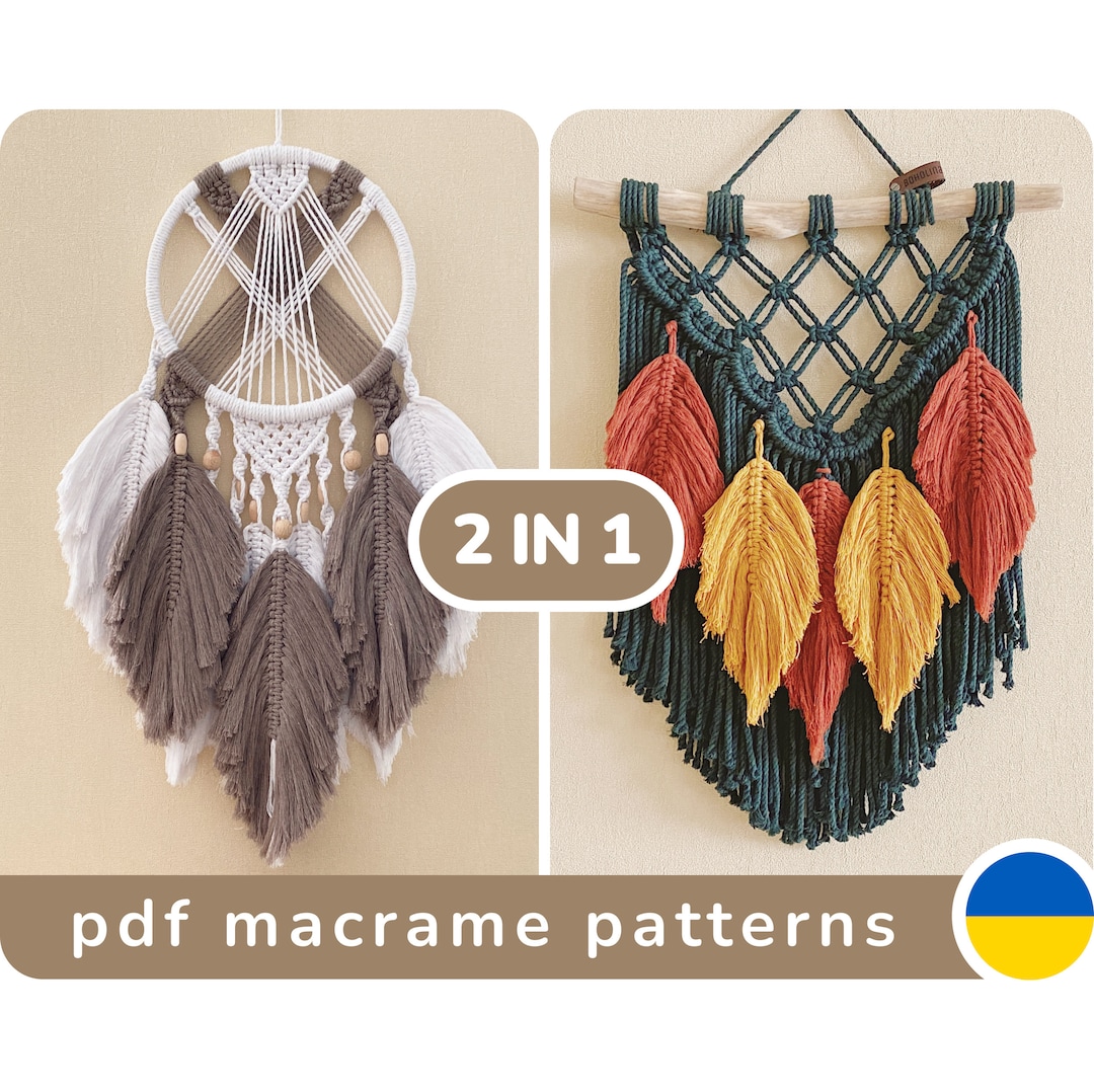 2 in 1 Macrame Dream Catcher and Macrame Wall Hanging Pattern With ...