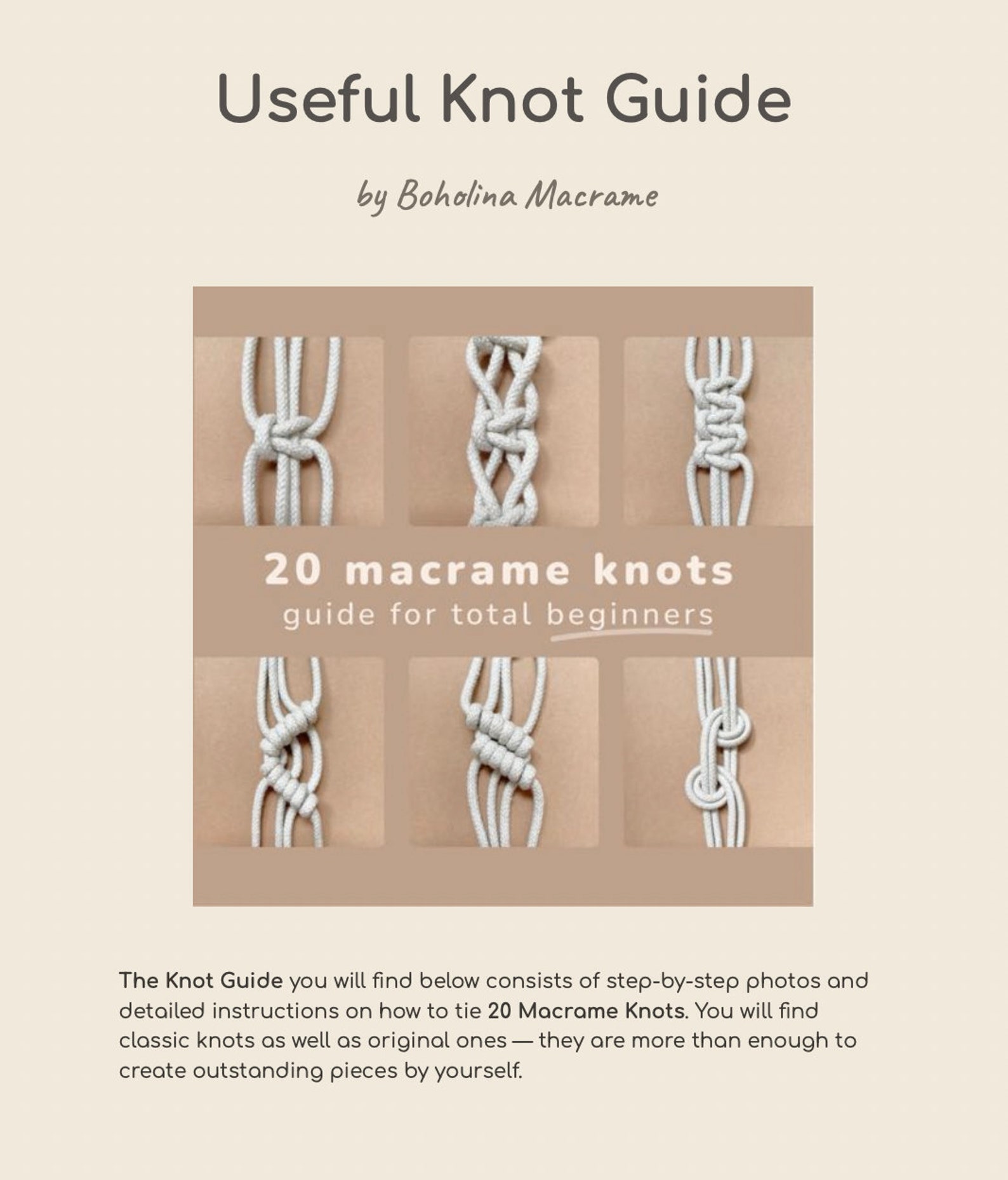 Macrame Knot Guide PDF With 20 Macrame Knots Explained Knot - Etsy