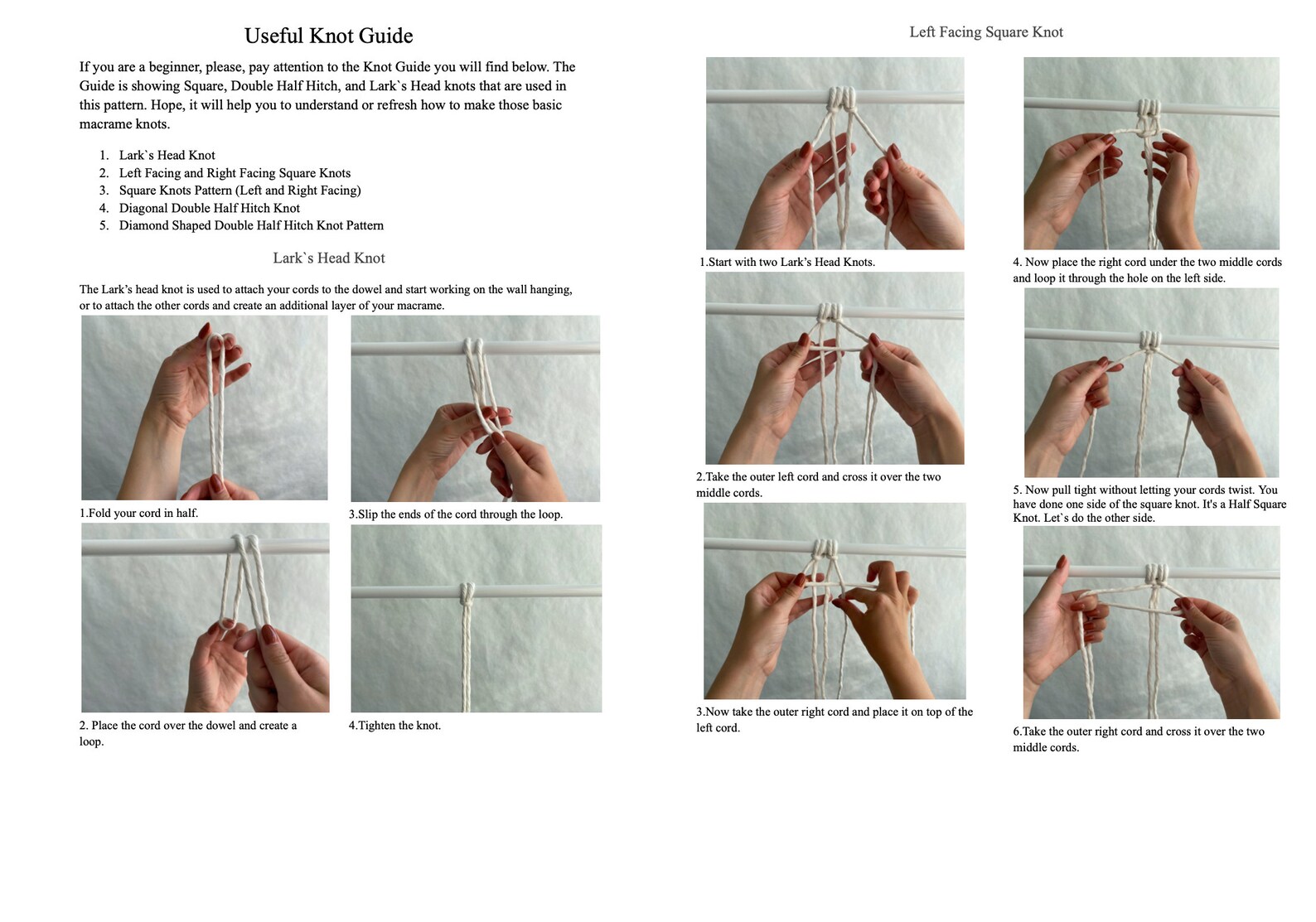 Large Macrame Pattern PDF With Photos Beginner Macrame Wall - Etsy