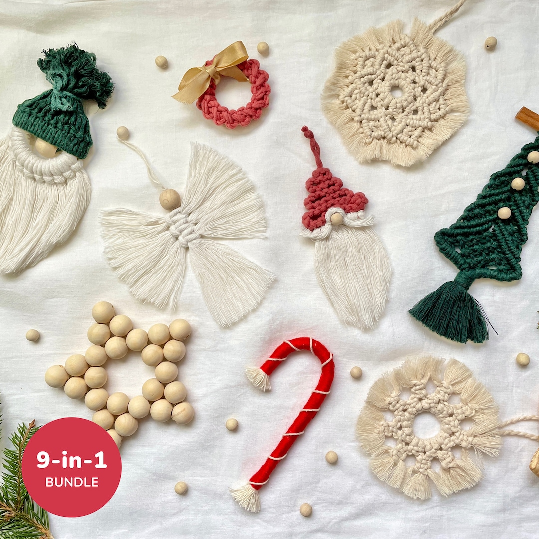 Macrame Christmas Pattern Bundle / 9-in-1 / Santa Claus Macrame / Gnome ...