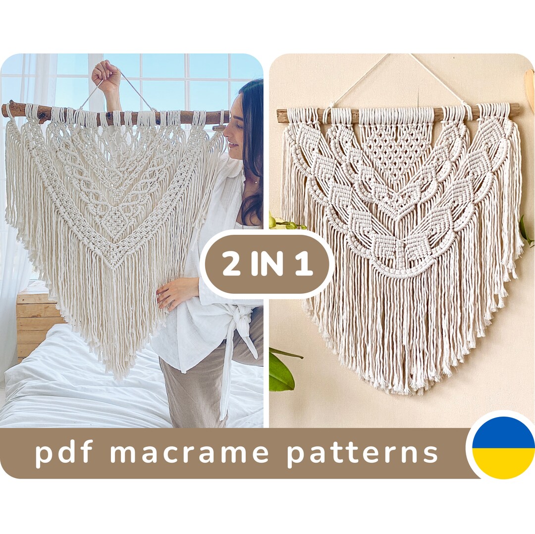 2-in-1 Macrame Pattern PDF With Photos, Beginner Macrame Wall Hanging ...