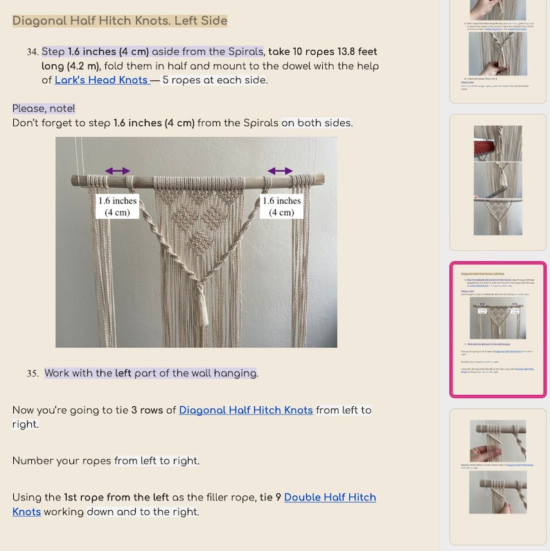 Easy Macrame Pattern PDF With Step by Step Photos, DIY Beginner Macrame ...