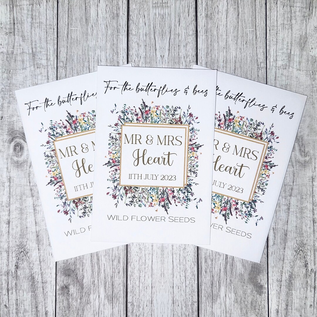 Personalised Wild Flower Seed Envelope Favours for Wedding, Birthday ...