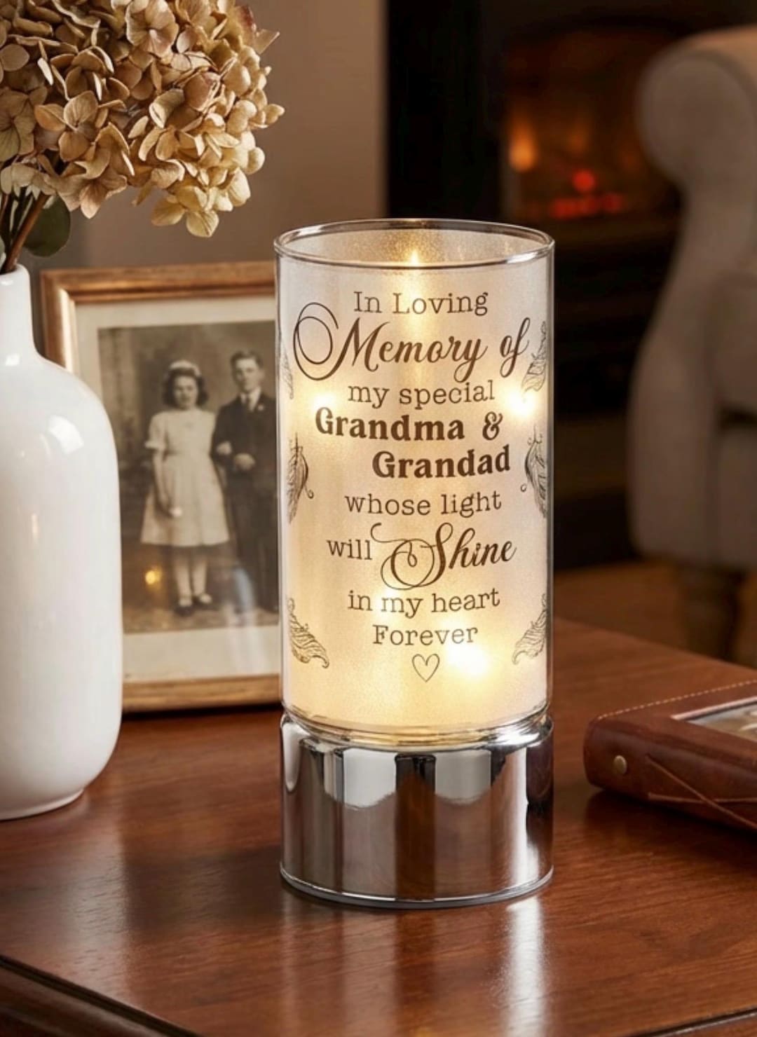 Personalised Memorial Lamp | Bereavement Lamp | Memorial Lamp Feathers ...