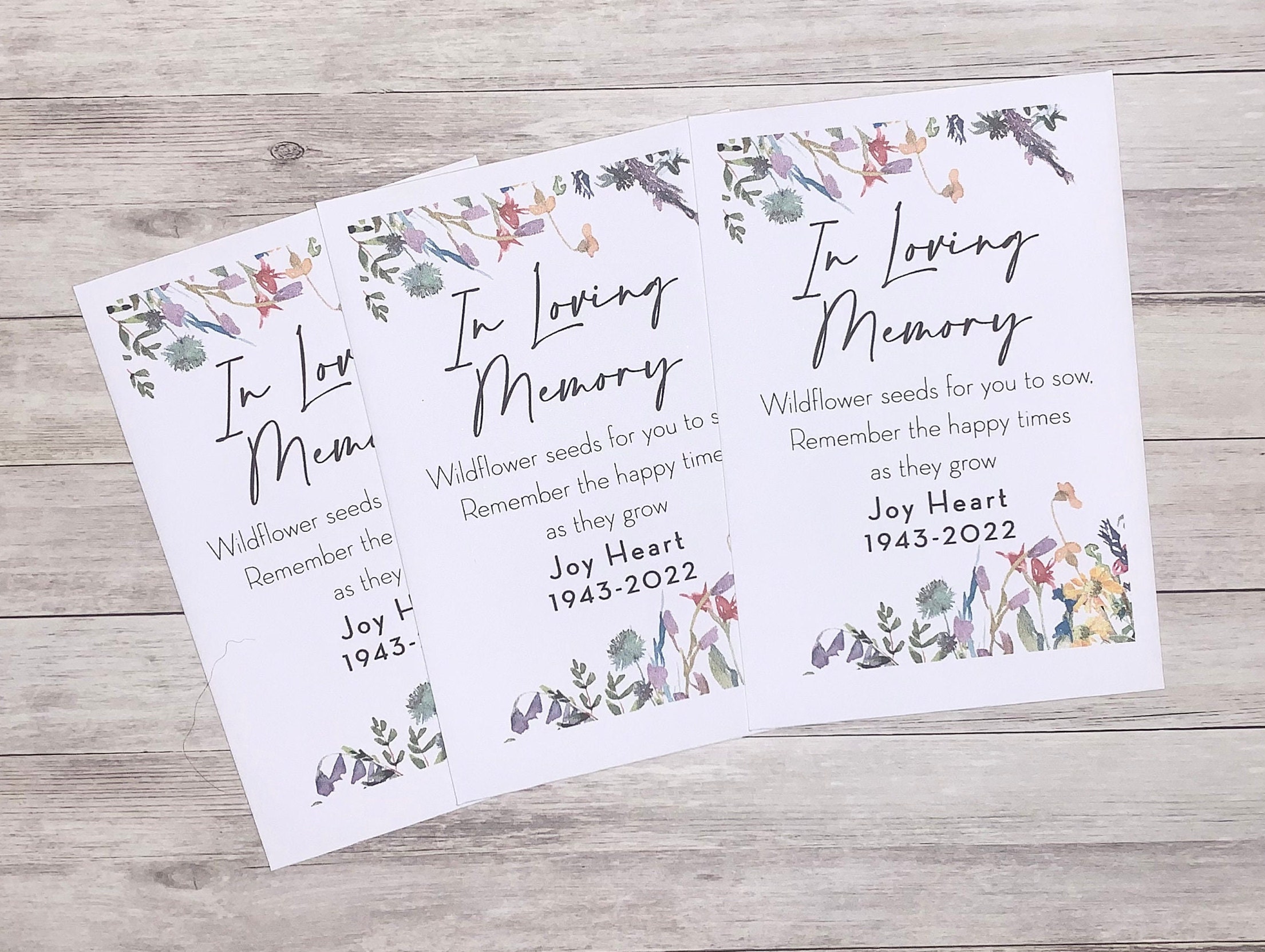 In Loving Memory Personalised Wild Flower Seed Packets - Etsy UK