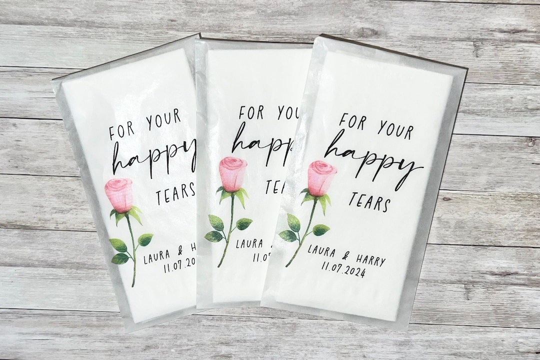 Happy Tears Tissue Packets Wedding Tissues Wedding Guests biodegradable ...