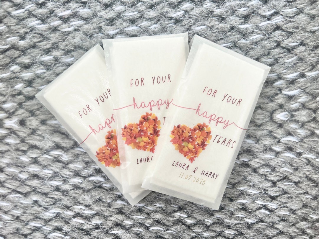 Happy Tears Tissue Packets Wedding Tissues Wedding Guests biodegradable ...