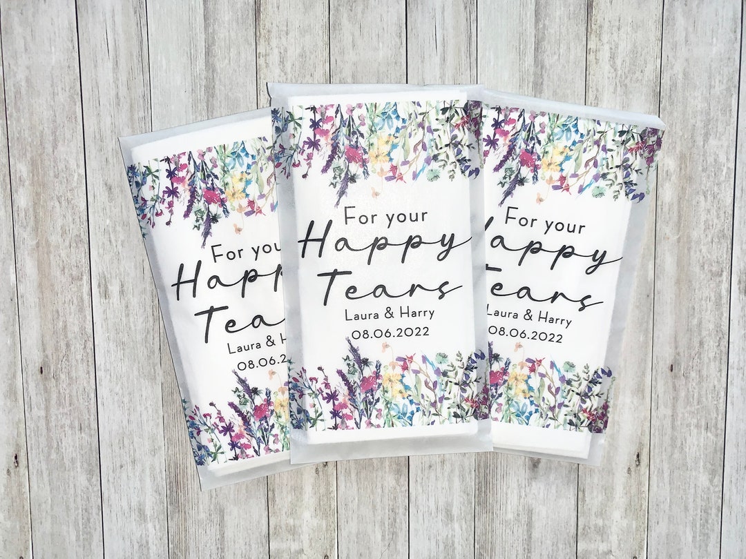 Happy Tears Tissue Packets | Wedding Tissues | Wedding Guests ...