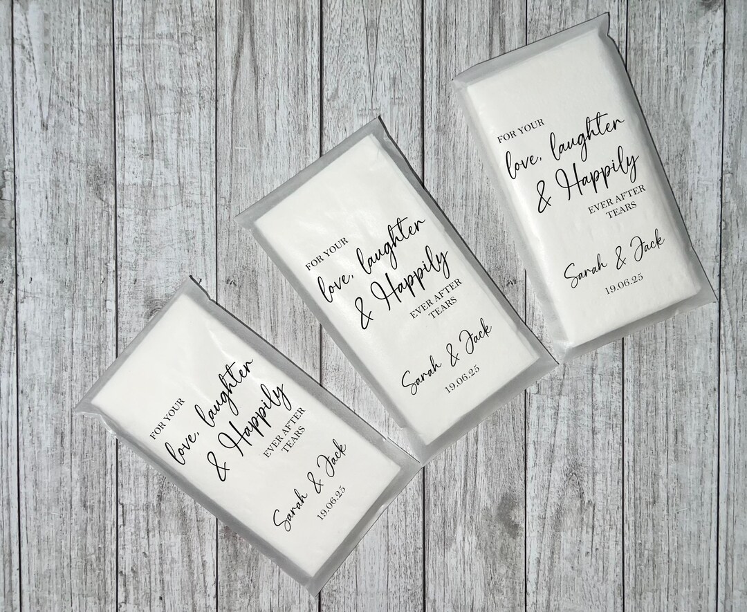 Happy Tears Tissue Packets | Wedding Tissues | Wedding Guests ...
