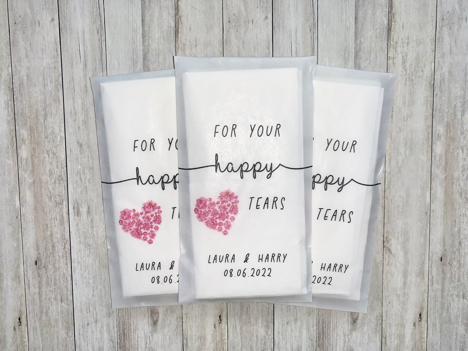 Happy Tears Tissue Packets Wedding Tissues Wedding Guests biodegradable ...