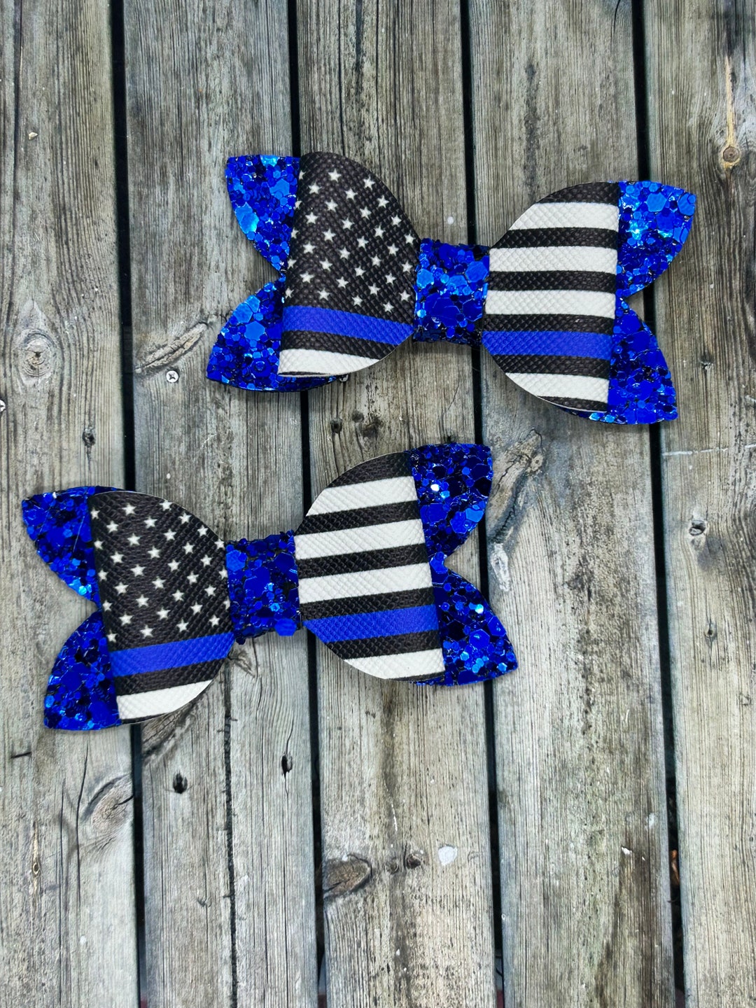 Thin Blue Line Pigtail Bows - Etsy