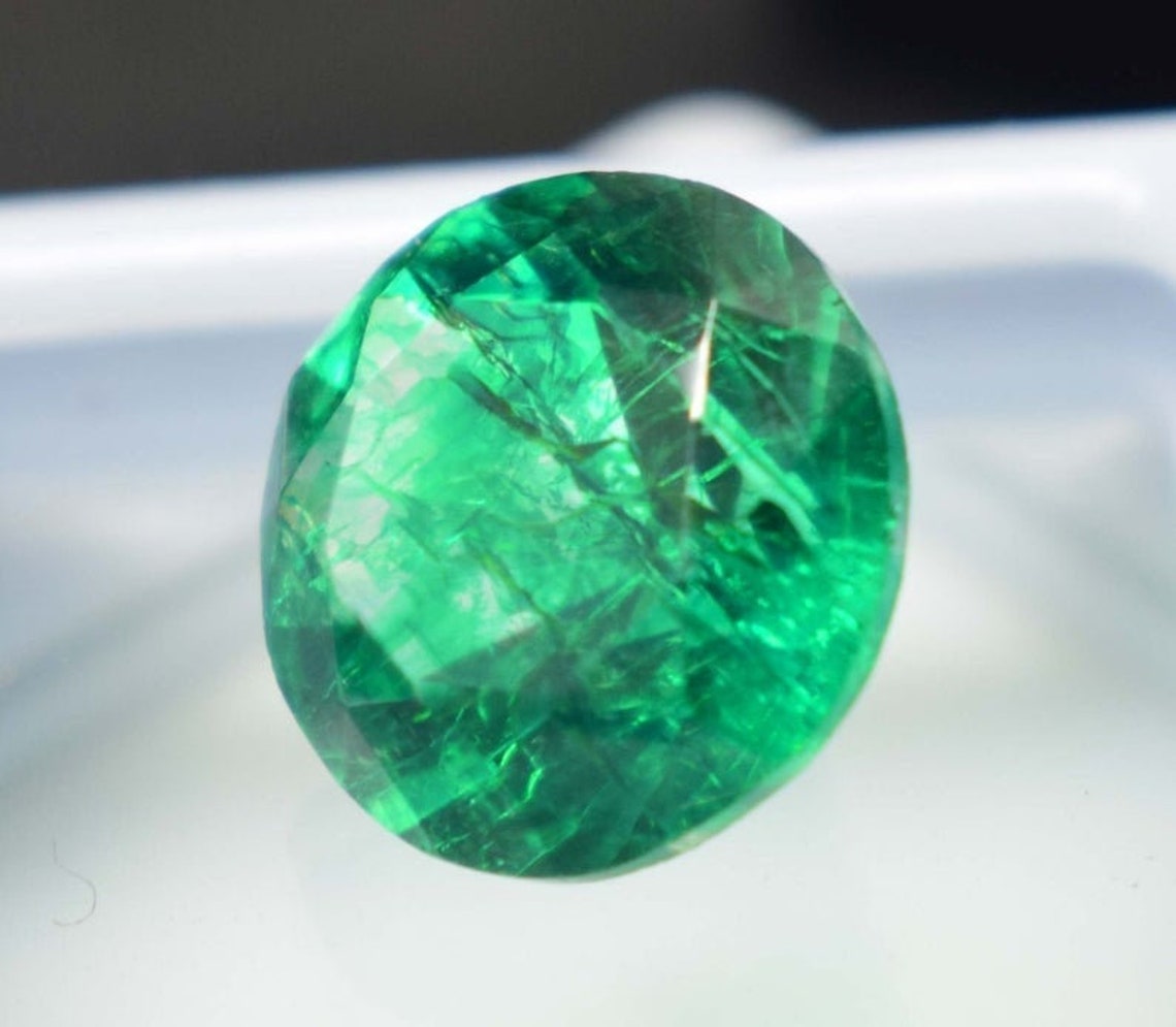 Natural Columbian 6 Carats Emerald Round Cut Certified Loose - Etsy