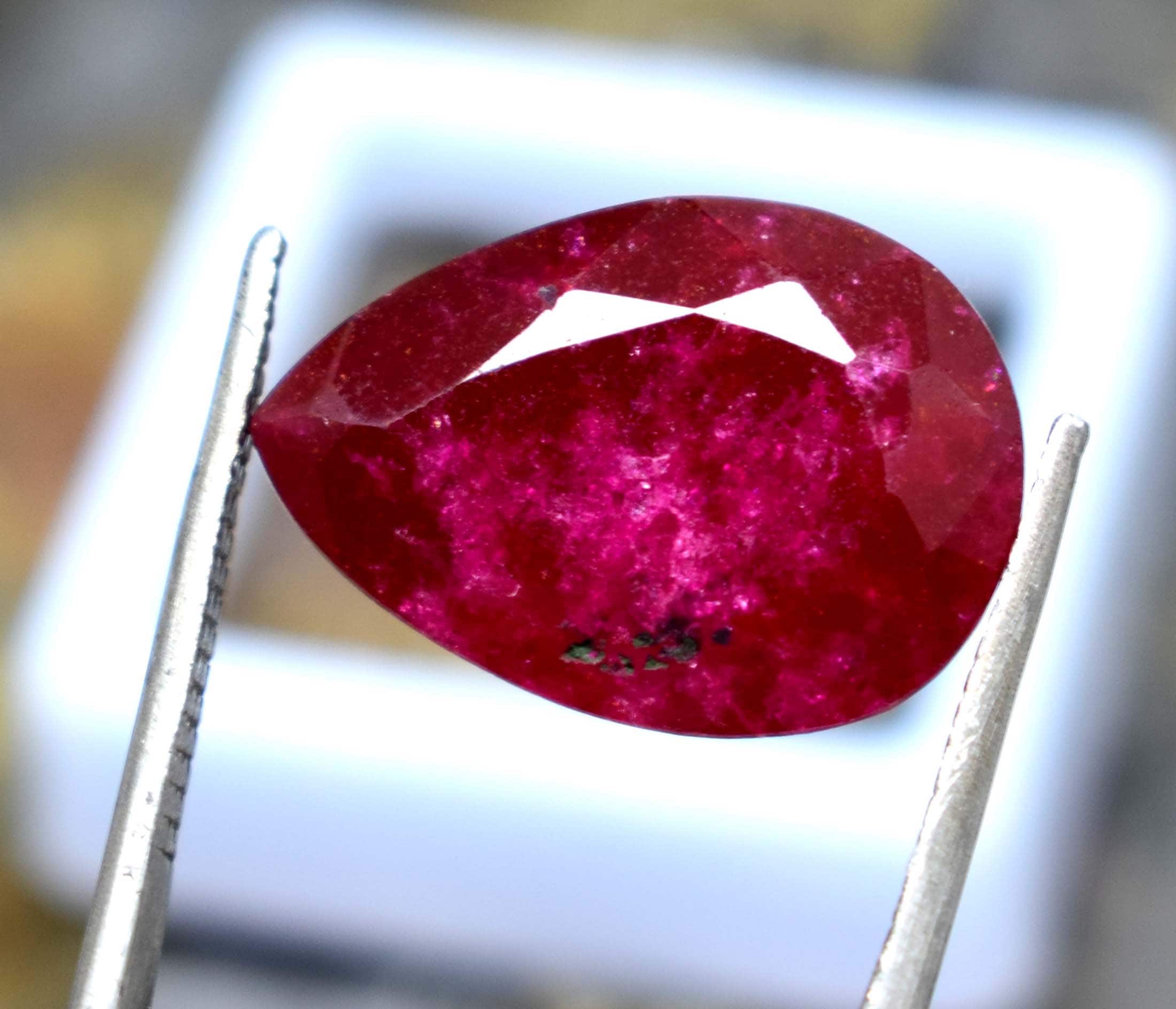 Red Beryl Emerald Ring