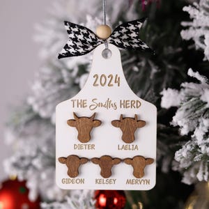 Cow Farm Ornament, Personalized Family Christmas Ornament, 3D Wood ...