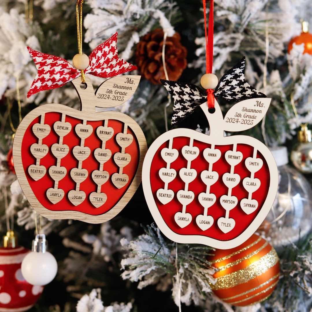 Custom Class List Ornament, 2024 Classroom Christmas Ornament ...