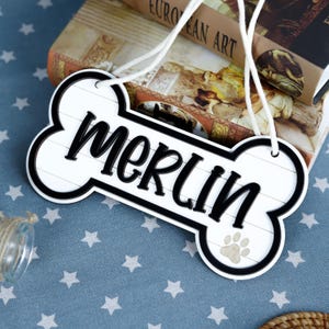 Personalized Bone-shaped Name Sign, Dog Crate Sign, Dog Name Tag ...