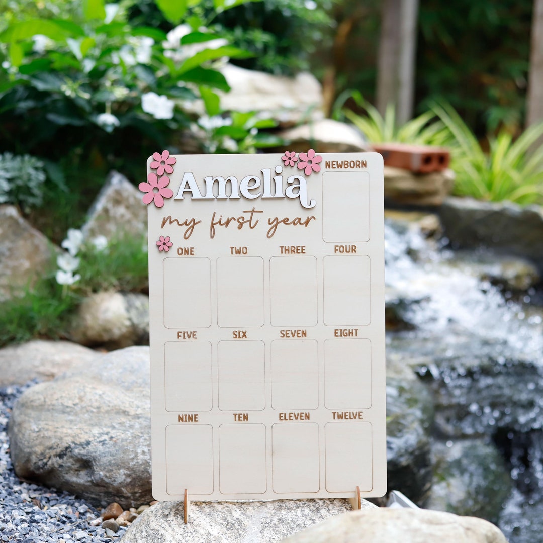 Customized Baby First Year Picture Board, One Year Photo Board, Baby ...