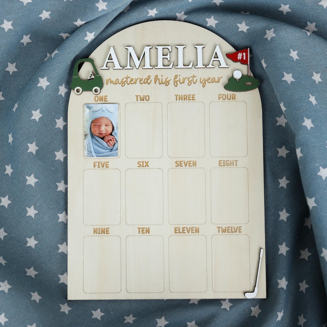 Personalized Baby First Year Picture Board, Mastered His Year, One Year ...
