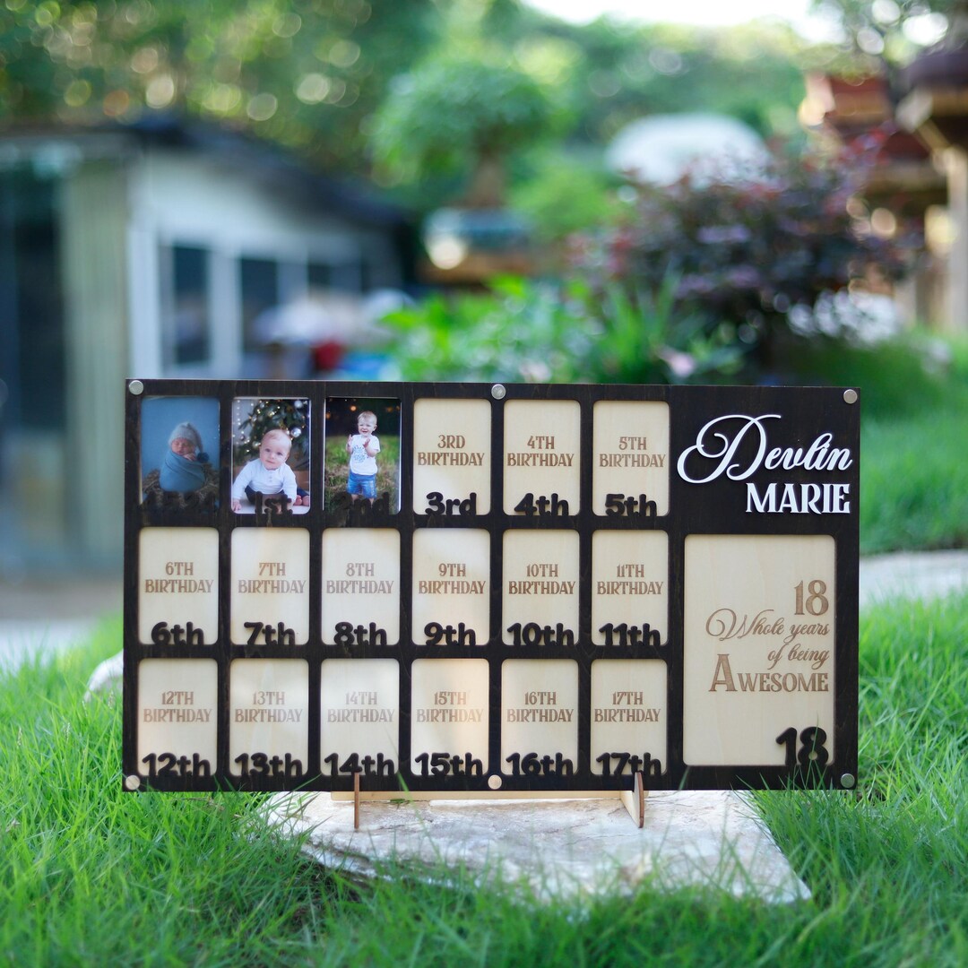 Personalized 18 Birthdays Collage Photo Frame, School Years Photo Frame ...