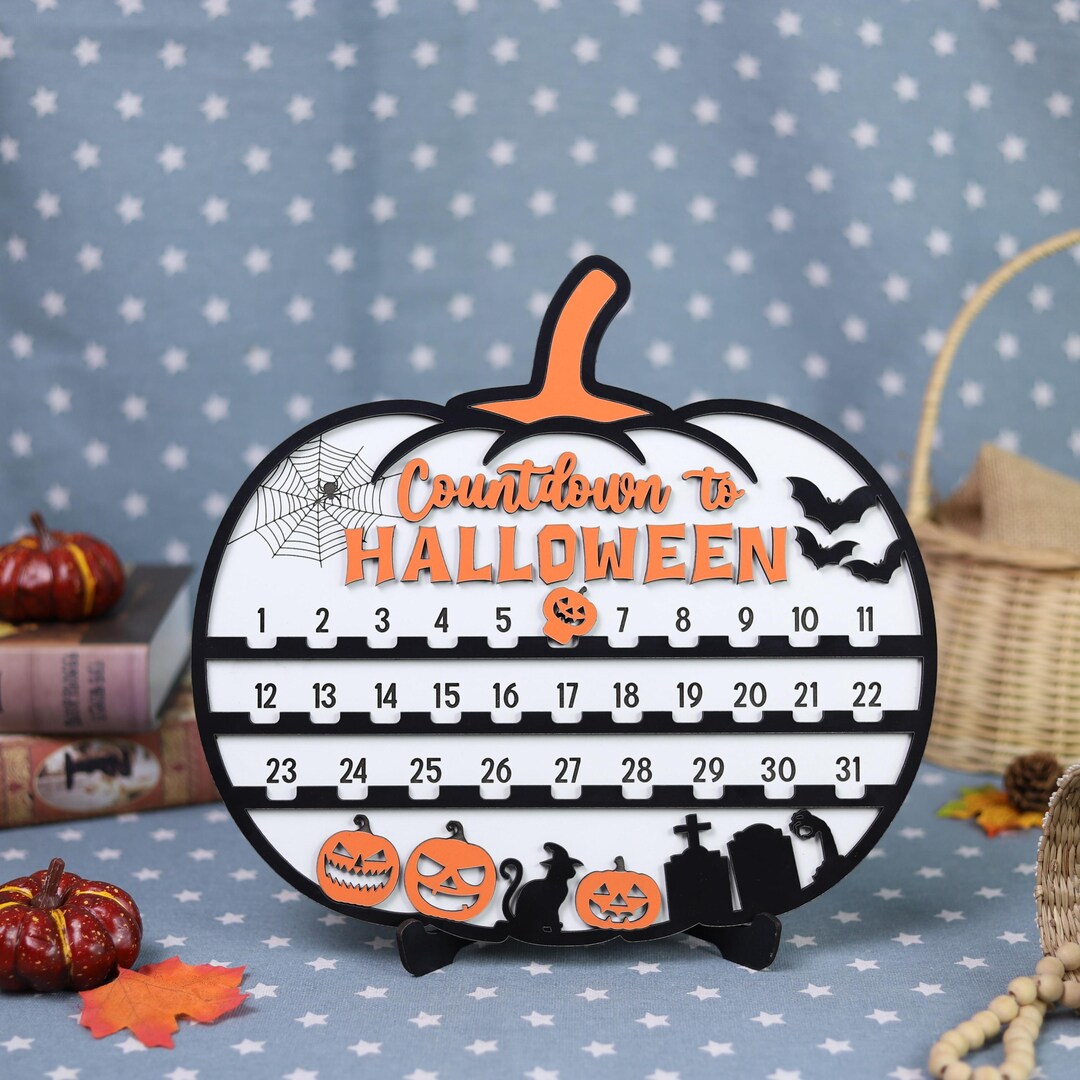 Countdown to Halloween Calendar With Moveable Ghost, Halloween ...
