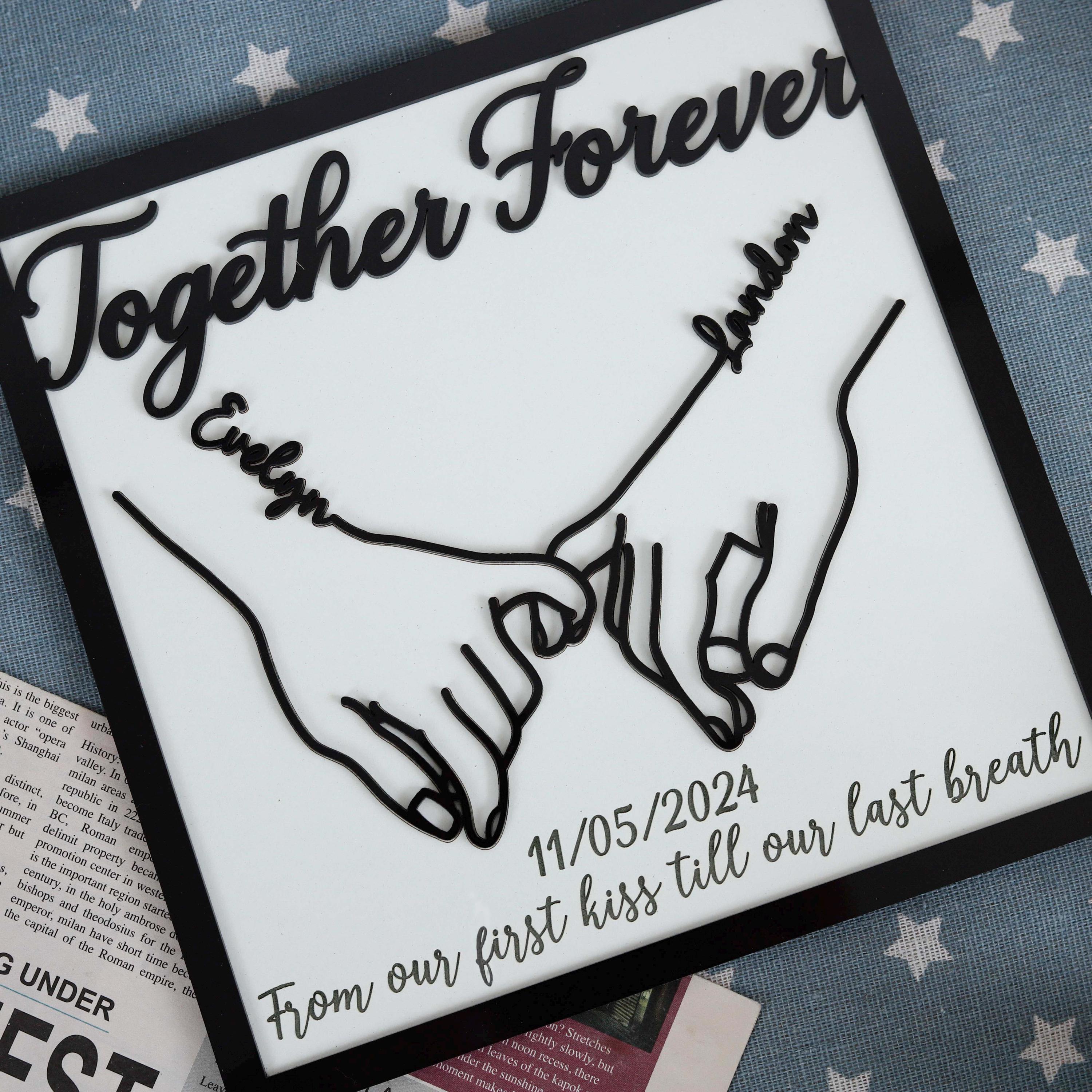 Couple Hands Holding Wood Sign, Personalized Gift for Her/him ...