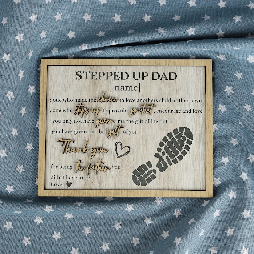 Stepped up Dad Definition Wood Sign, Step Dad Father Day Gifts, Bonus ...