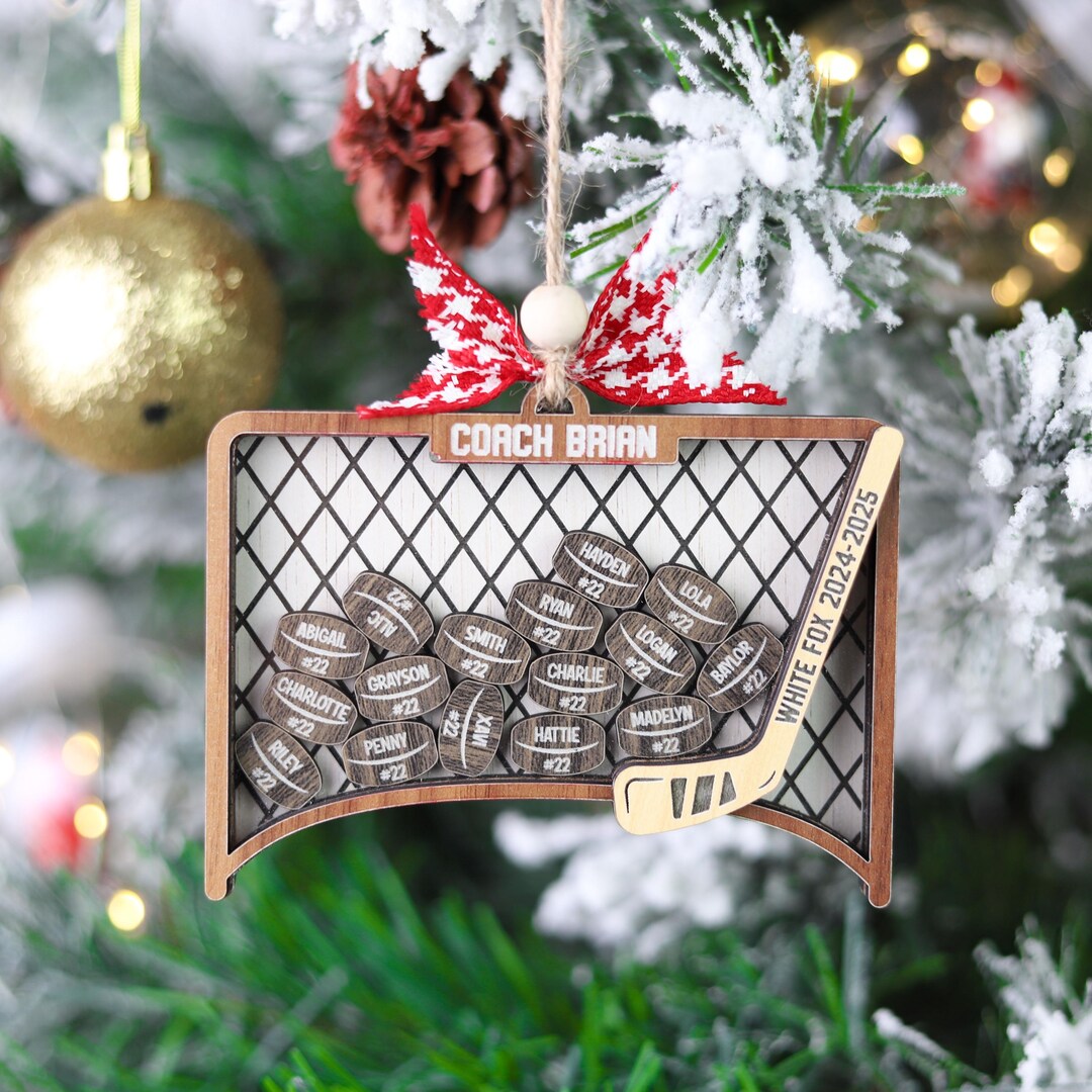 Ice Hockey 4D Shaker Personalized Ornament, Custom Coach Players Name ...