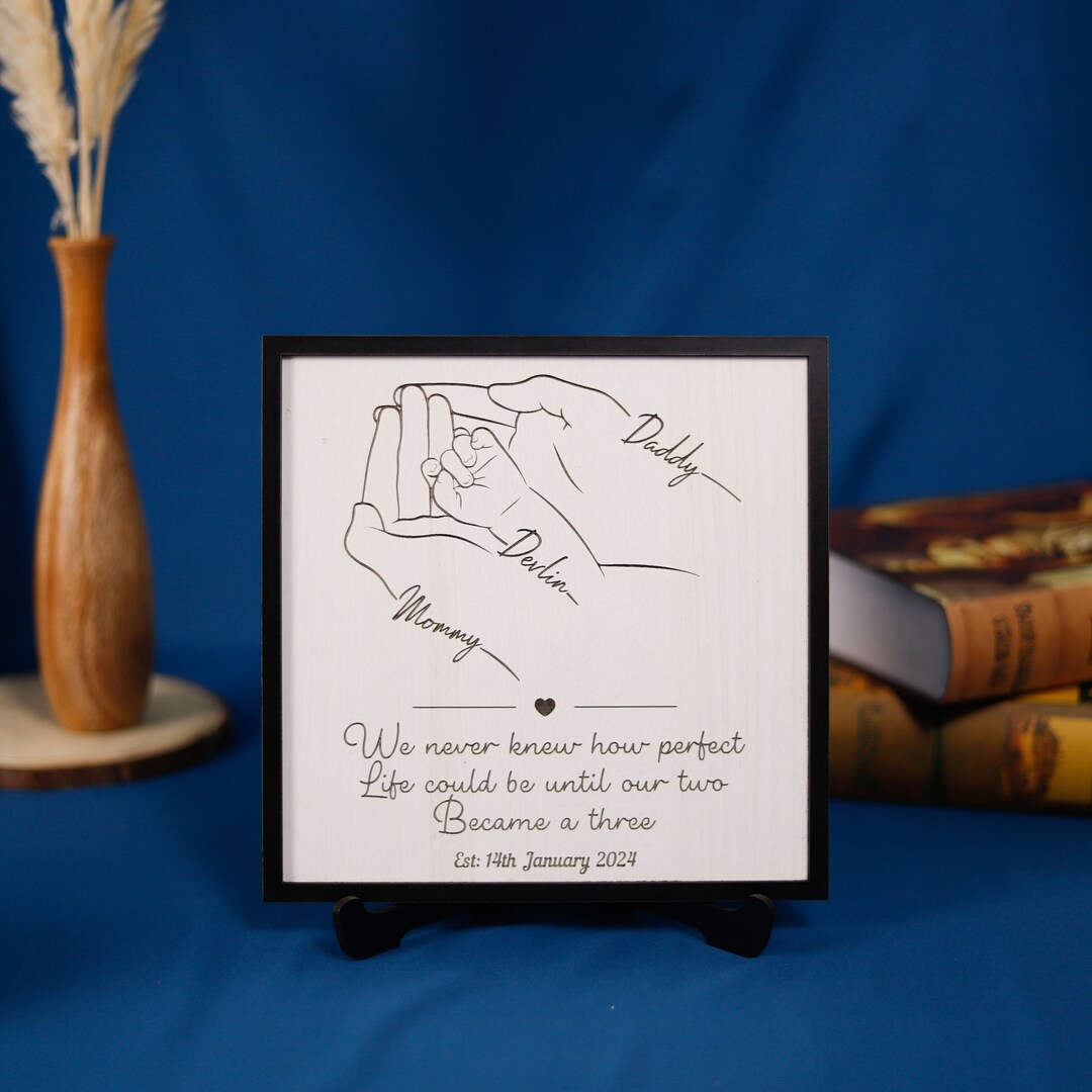 New Family Wood Sign, First Baby Gift, Pregnancy Announcement Idea ...