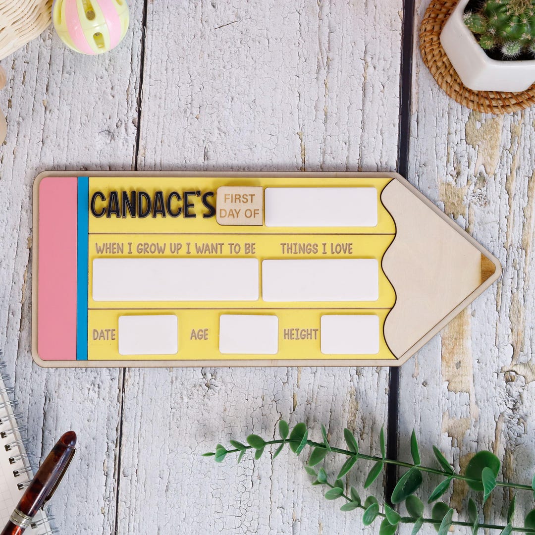 First Day of School Pencil Sign Personalized Reusable Back to Schools ...