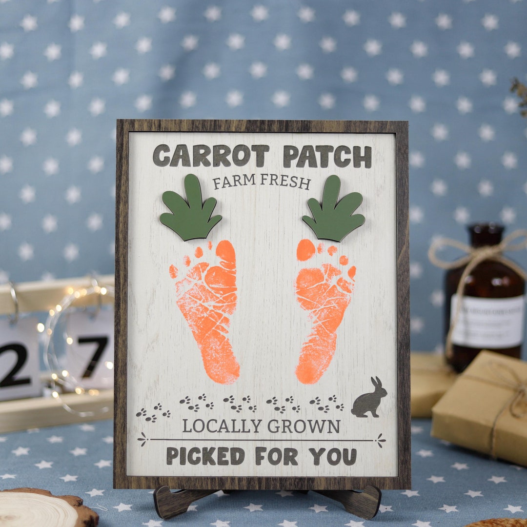 Easter Carrot Patch Footprint Plaque, Footprint Paint Craft for Babys ...