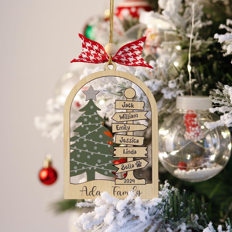North Pole Family Ornament, Custom Grandkid Names Ornaments, Family ...