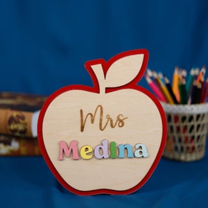 Custom Teacher Apple Name Plate, Teacher Desk Name Sign, Teacher ...