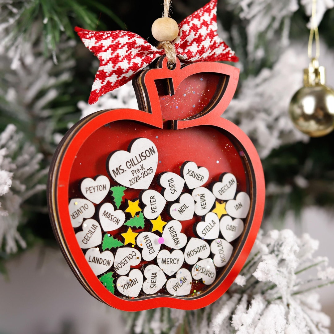 Teacher Apple Shaker With Students Names, Custom Teacher Ornament ...