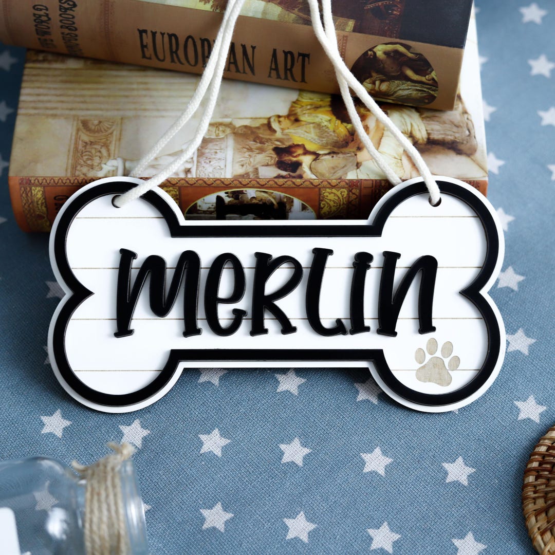 Personalized Bone-shaped Name Sign, Dog Crate Sign, Dog Name Tag ...
